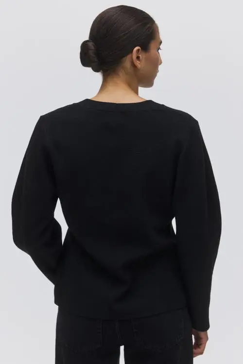 H&m Knitted Cardigan With V-neckline And Button Detail - Black