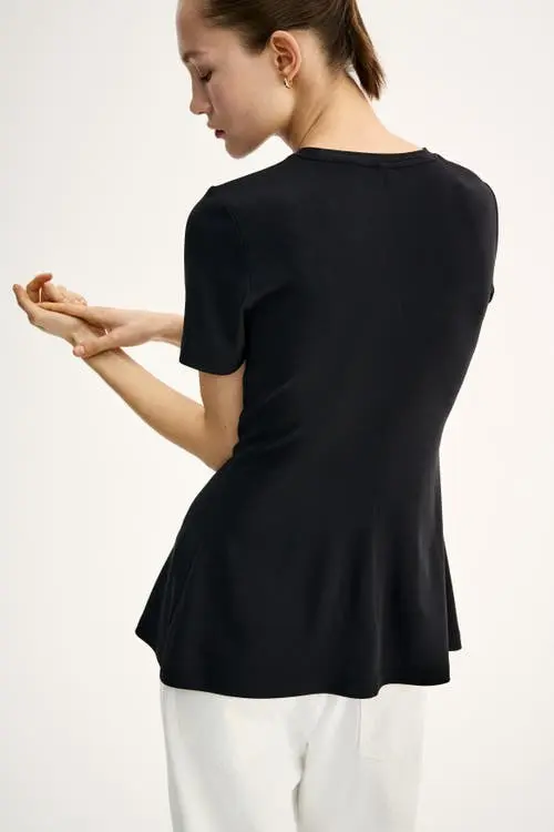 H&m Interlock Peplum Top - Black