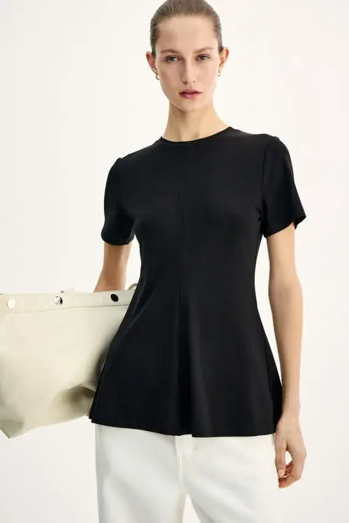 H&m Interlock Peplum Top - Black