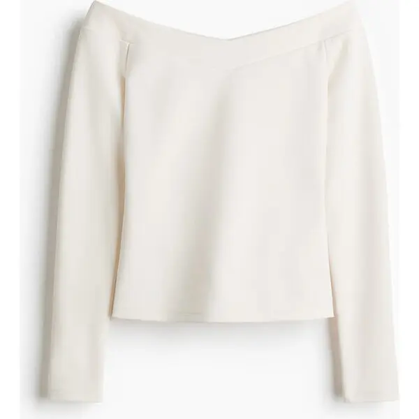 H&m Off-the-shoulder Long Sleeve Top - White