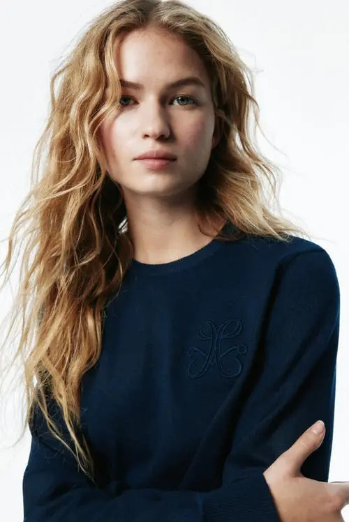 H&m Drawstring Jumper With Embroidered Motif
