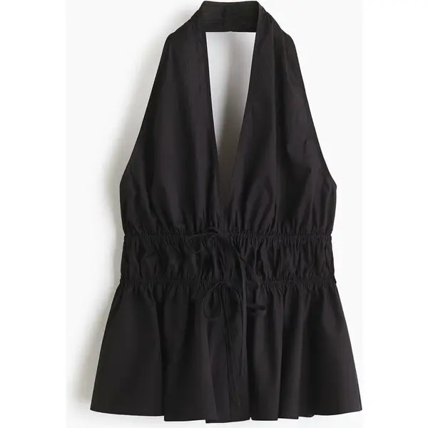 H&m Peplum Halterneck Top - Black