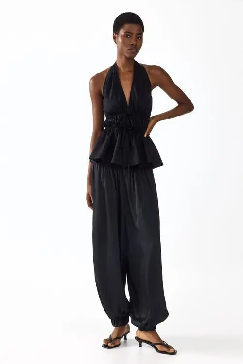 H&m Peplum Halterneck Top - Black