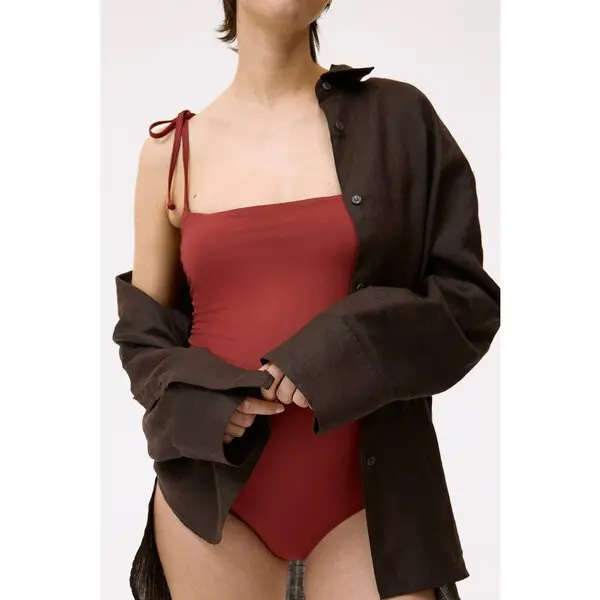 H&m Mama Padded-cup Tie-strap Swimsuit - Dark Red