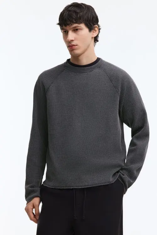 H&m Regular Fit Long-sleeved Waffled Top
