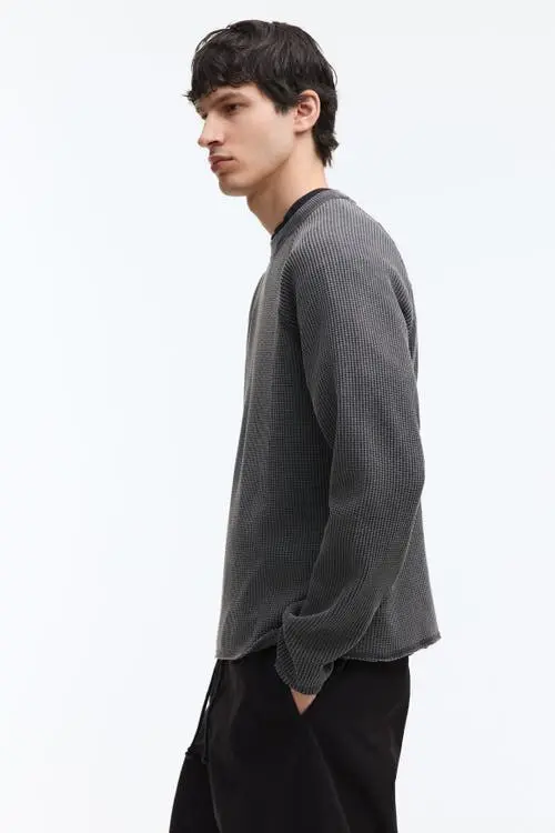 H&m Regular Fit Long-sleeved Waffled Top