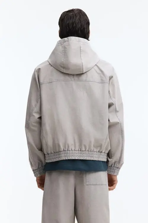 H&m Hooded Jacket With Zip Closure And Elasticated Cuffs - Light Gray