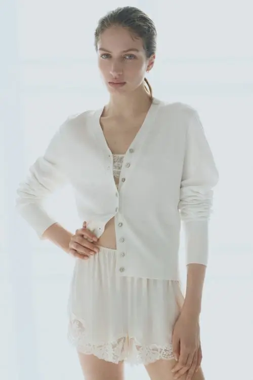 H&m Fine-knit V-neck Cardigan - White