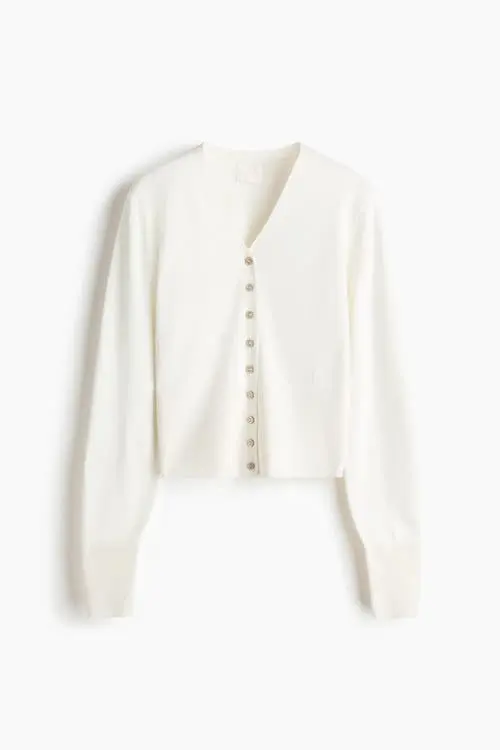 H&m Fine-knit V-neck Cardigan - White