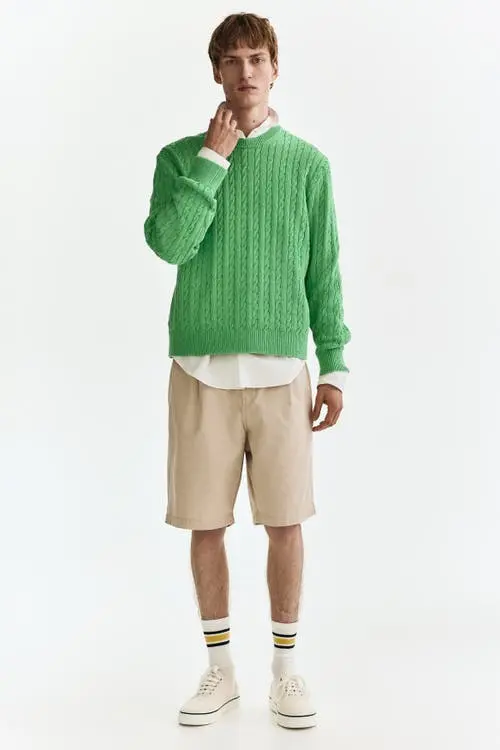 H&m Regular Fit Cable-knit Jumper - Green