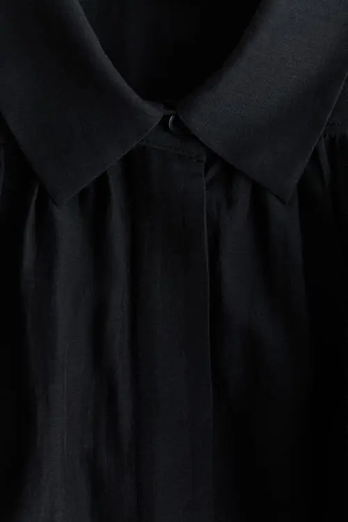 H&m Gathered Balloon Sleeve Blouse - Black