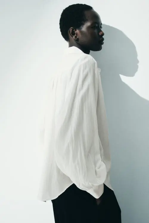 H&m Gathered Balloon Sleeve Blouse