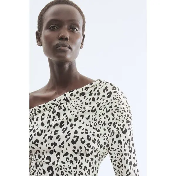 H&m Draped One-shoulder Long Sleeve Top
