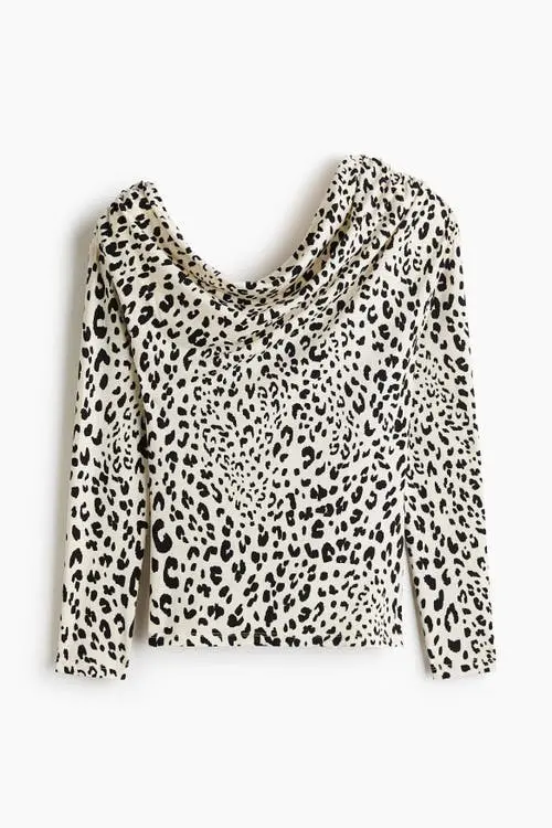H&m Draped One-shoulder Long Sleeve Top
