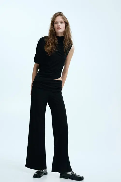 H&m Jersey Straight-leg Trousers - Black