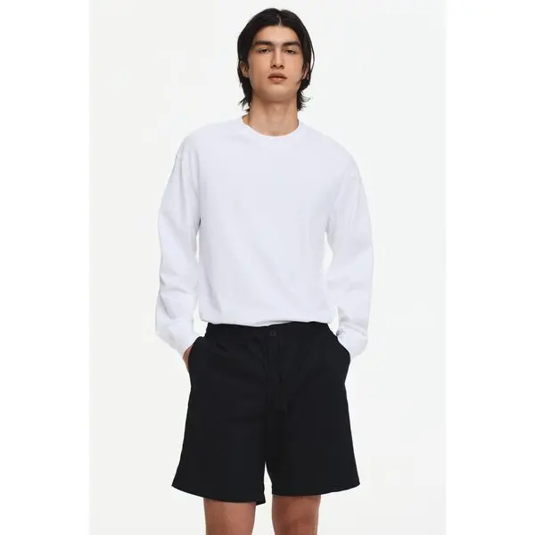 H&m Regular Fit Linen-blend Shorts - Black