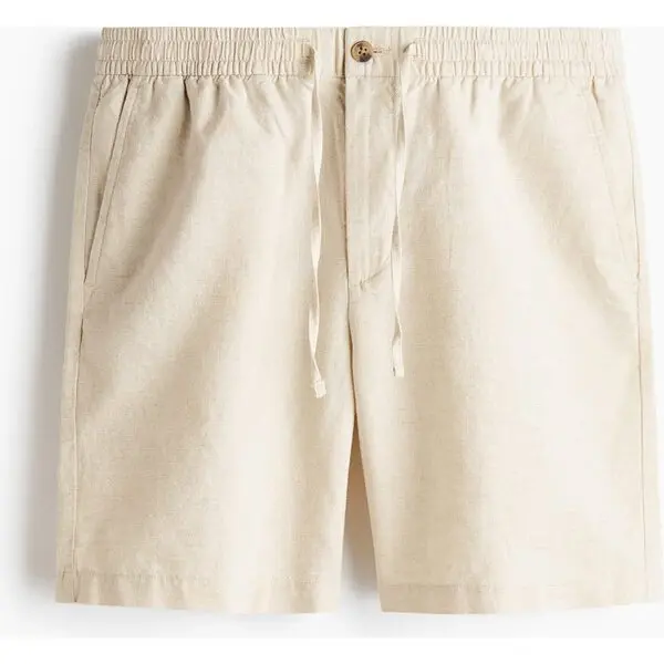 H&m Regular Fit Linen-blend Shorts - Cream
