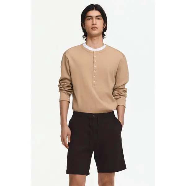 H&M Regular Fit Linen-blend Shorts - Dark Brown