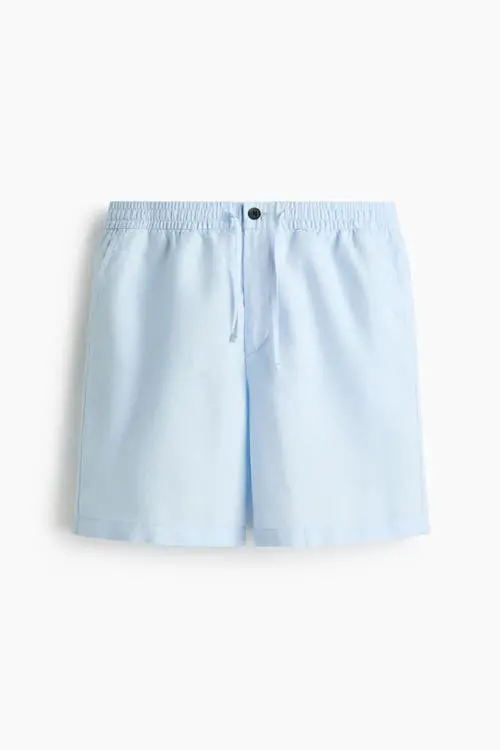 H&m Regular Fit Linen-blend Shorts - Light Blue