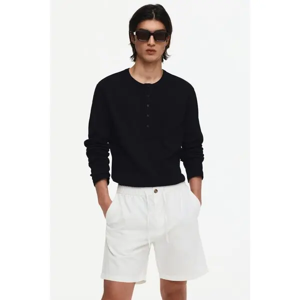 H&m Regular Fit Linen-blend Shorts - White