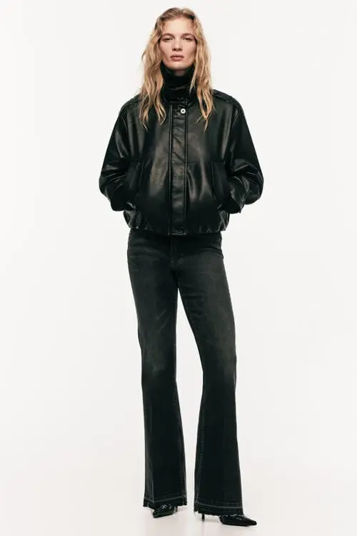 H&m Flared High Rise Jeans - Dark Gray