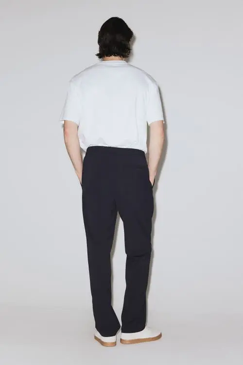 H&m Four-way Stretch Regular Fit Pull-on Trousers - Navy Blue