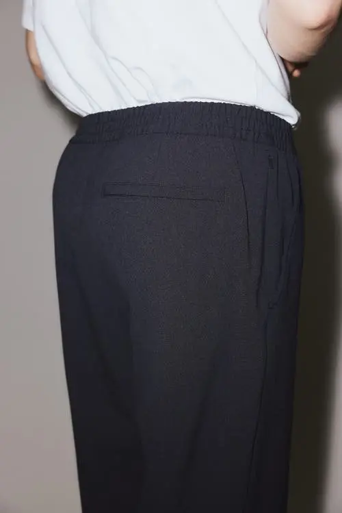 H&m Four-way Stretch Regular Fit Pull-on Trousers - Navy Blue