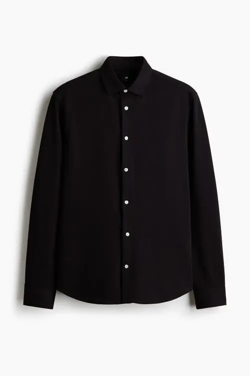 H&m Four-way Stretch Slim Fit Shirt - Black