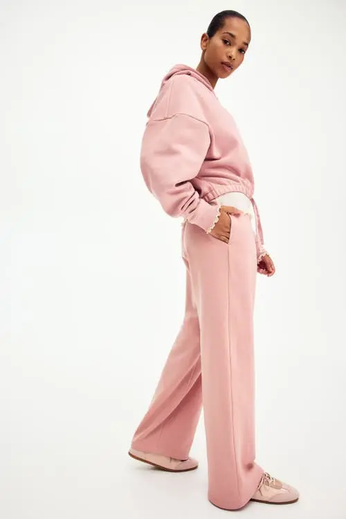 H&m Drawstring Zip-through Hoodie - Light Pink