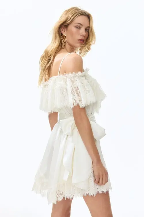 H&m Lace-trimmed Satin Dress