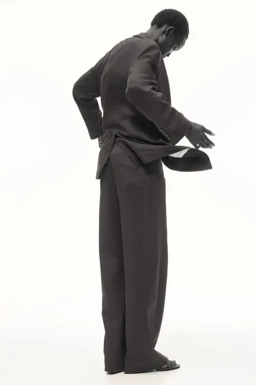 H&m Linen-blend Twill Trousers - Dark Brown