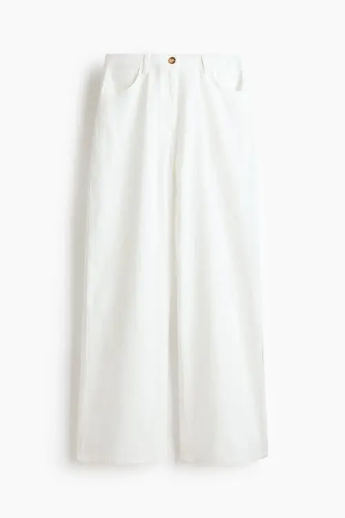 H&m Linen-blend Twill Trousers - White