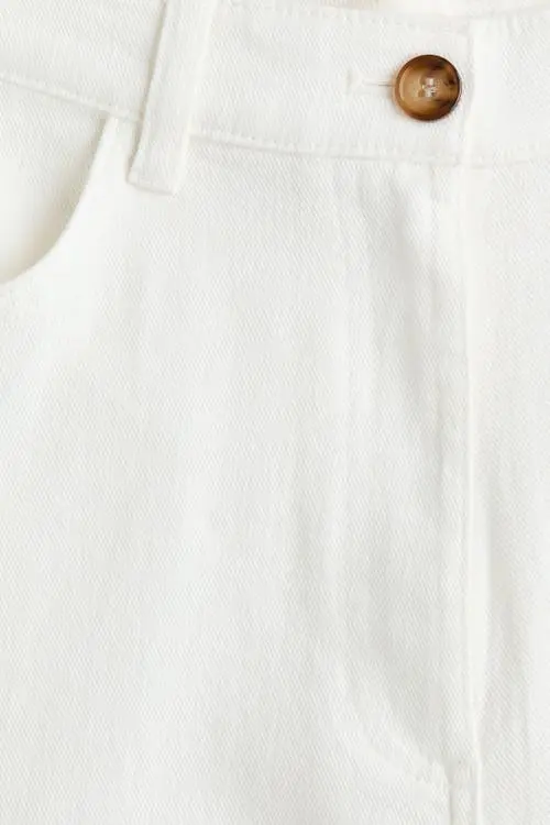 H&m Linen-blend Twill Trousers - White