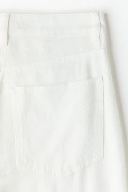 H&m Linen-blend Twill Trousers - White