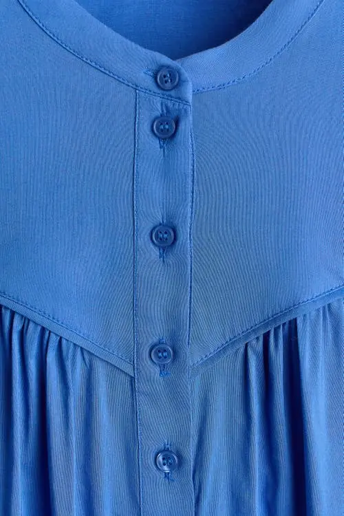 H&m Oversized Blouse With Band Collar And Balloon Sleeves