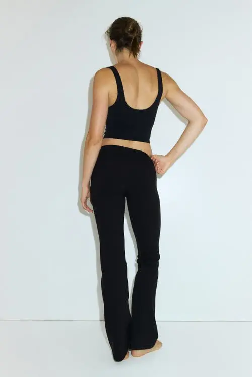 H&m Low Waist Flared Sports Leggings - Black