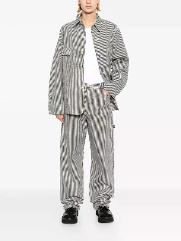 SUGAR CANE JEANS Striped Button Fly Jeans