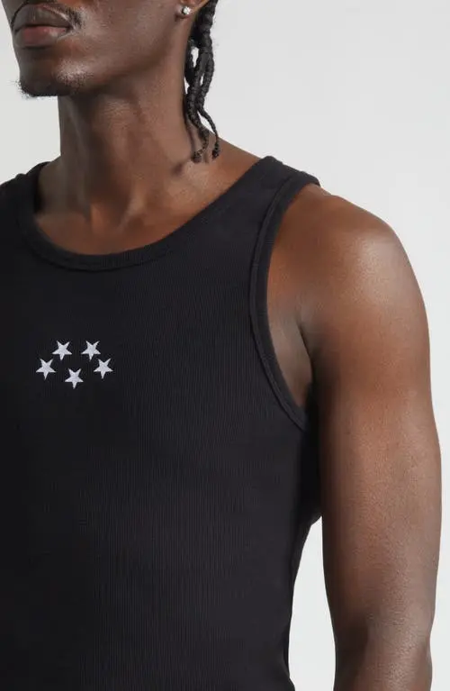 JKEEFER Embroidered Stars Organic Cotton Rib Tank