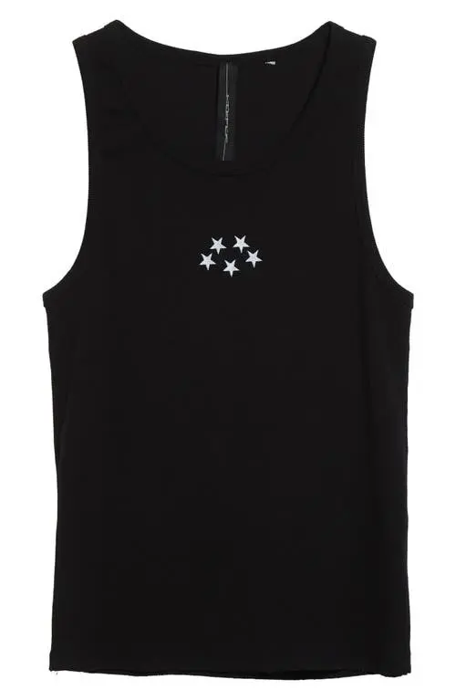 JKEEFER Embroidered Stars Organic Cotton Rib Tank