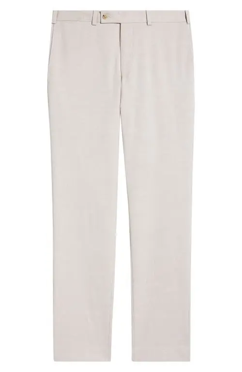JACK VICTOR Piero Flat Front Stretch Cotton & Wool Dress Pants - Light Tan
