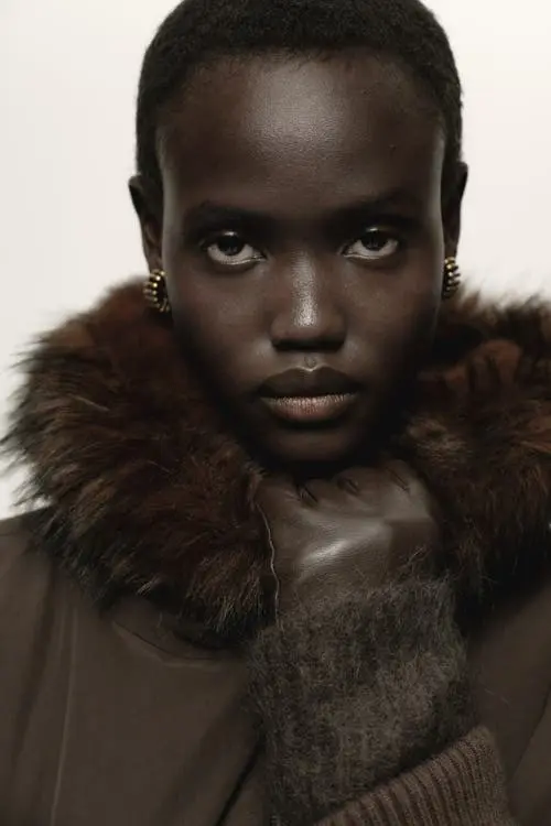 H&M Padded Hooded Jacket With Fur Lining