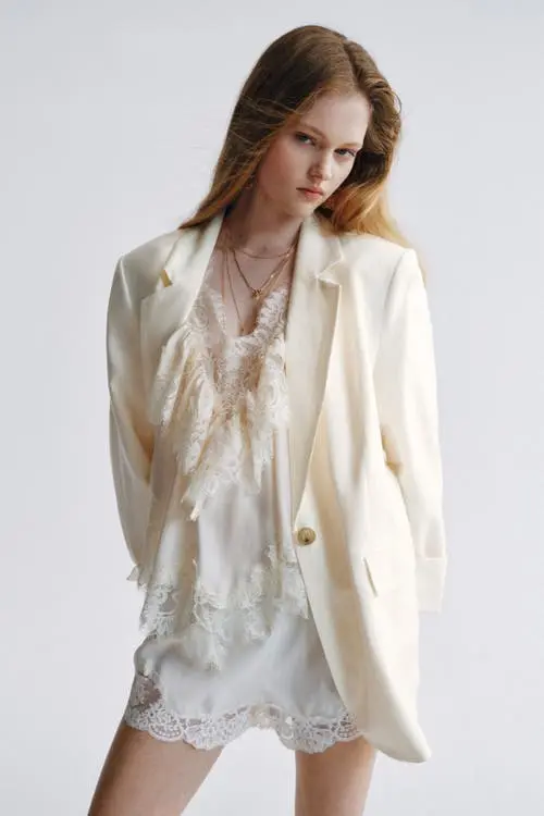 H&M Linen-blend Single-breasted Blazer With Notched Lapels
