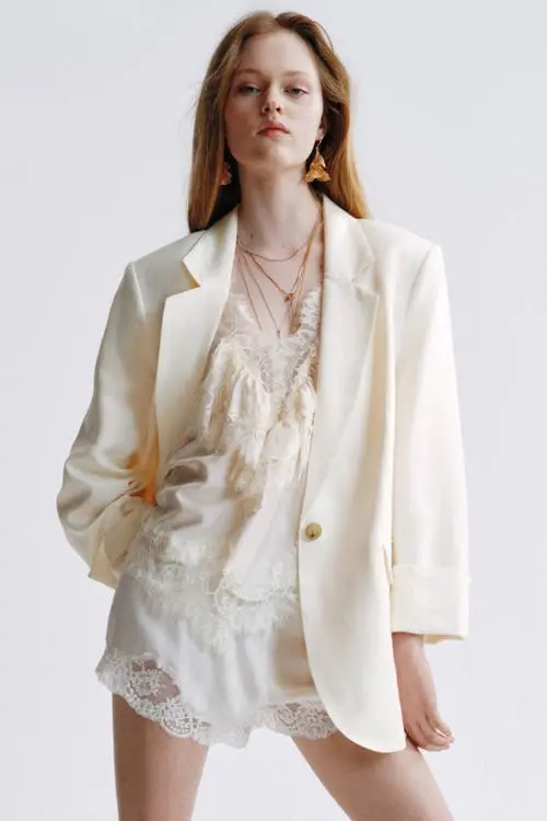 H&M Linen-blend Single-breasted Blazer With Notched Lapels