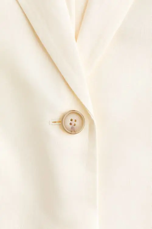 H&M Linen-blend Single-breasted Blazer With Notched Lapels