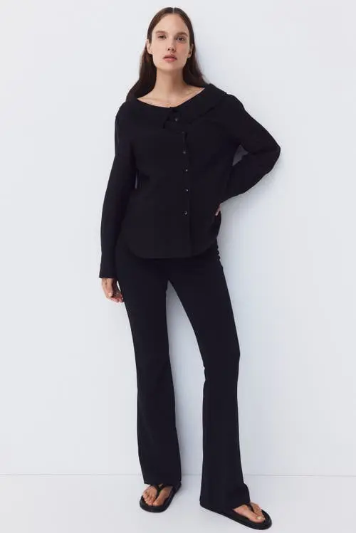 H&m Mama Flared Ponte Di Roma Leggings - Black