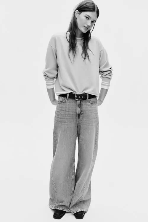 H&m Layered-look Fine Knit Jumper With Embroidered Motif And Ribbed Cuffs