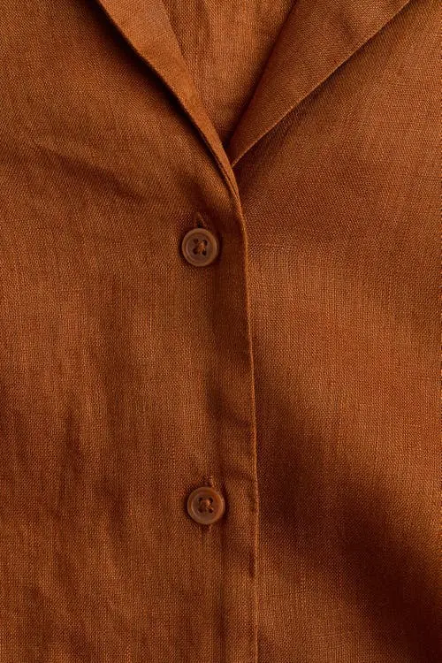 H&m Oversized Linen Resort Collar Shirt
