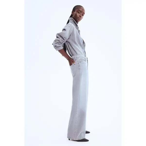 H&m Feather Soft Wide Leg Jeans - Light Denim Gray
