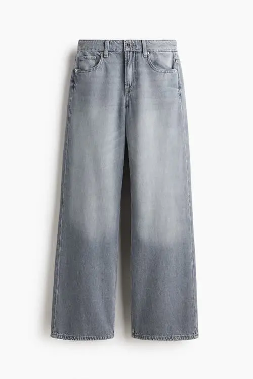 H&m Feather Soft Wide Leg Jeans - Light Denim Gray