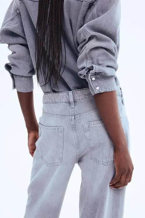 H&m Feather Soft Wide Leg Jeans - Light Denim Gray